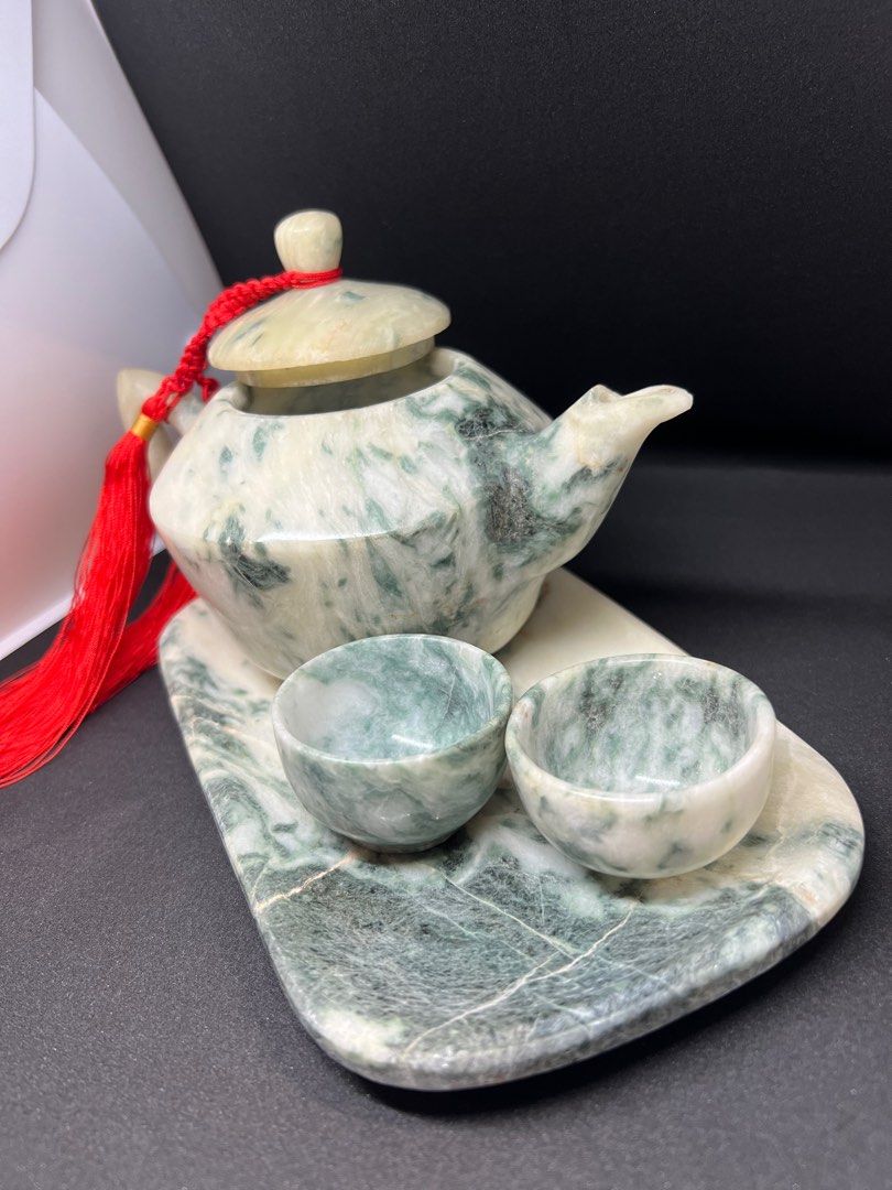 Jade Tea Set, Hobbies & Toys, Memorabilia & Collectibles, Vintage ...