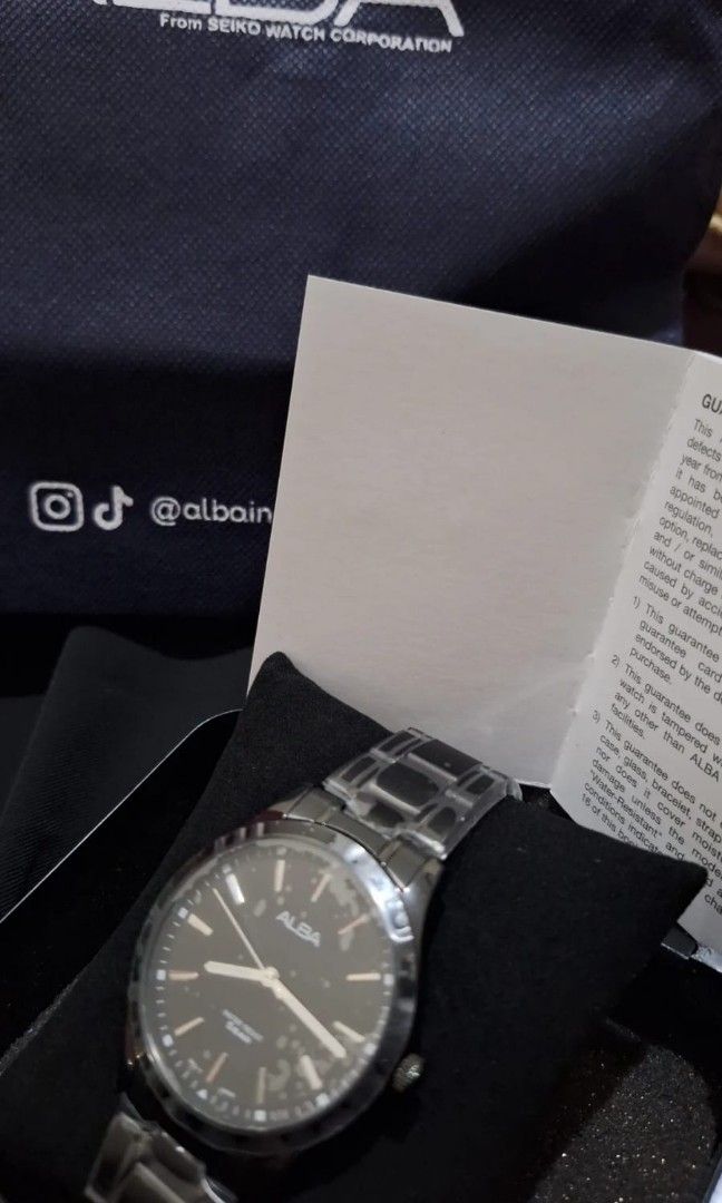 Jam Tangan Pria ALBA Quartz Stainless, Fesyen Pria, Jam Tangan di Carousell