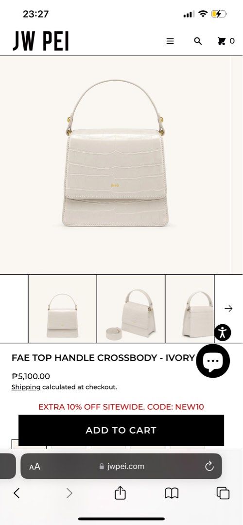 JW PEI FAE TOP HANDLE CROSSBODY - IVORY CROC, Women's Fashion, Bags ...