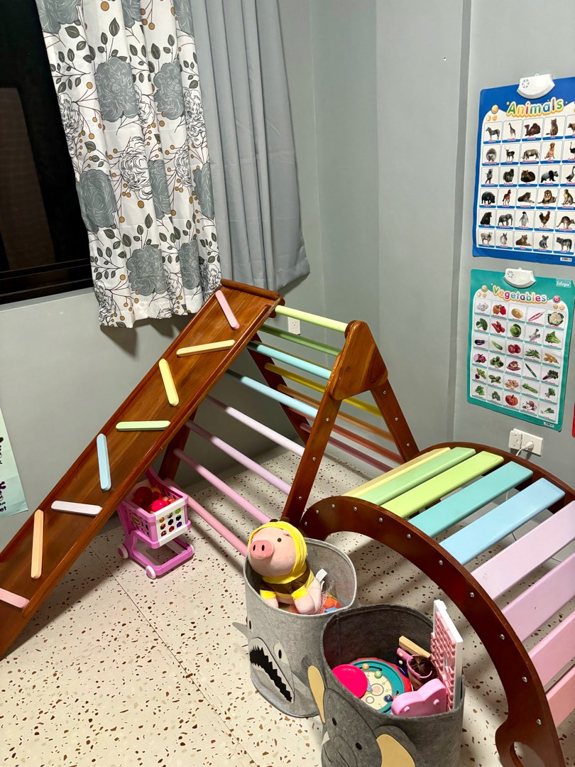 Kinomocha Pikler Triangle w Ramp and Rocker, Babies & Kids, Baby ...