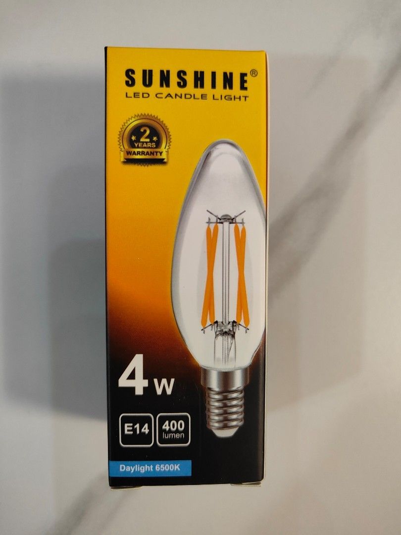 Local SG Ready Stock: SUNSHINE LED Candle tip Light Bulb (Daylight 6500k), Furniture & Home ...