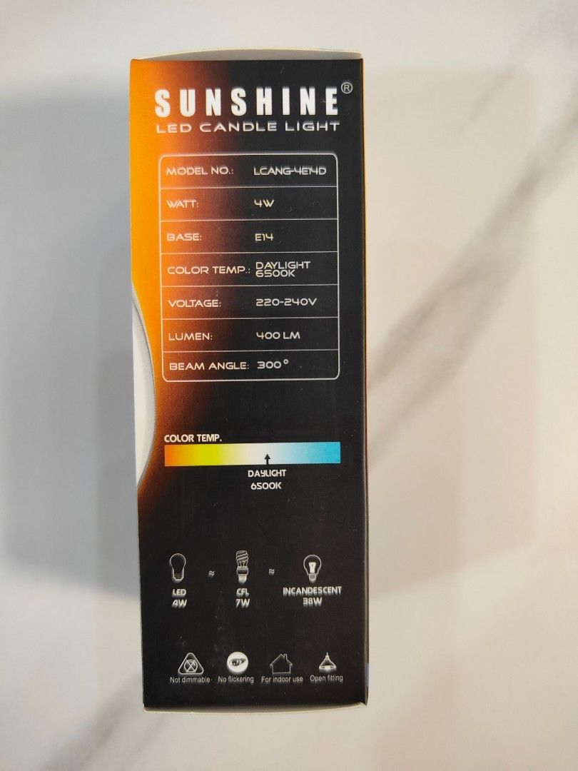 Local SG Ready Stock: SUNSHINE LED Candle tip Light Bulb (Daylight 6500k), Furniture & Home ...