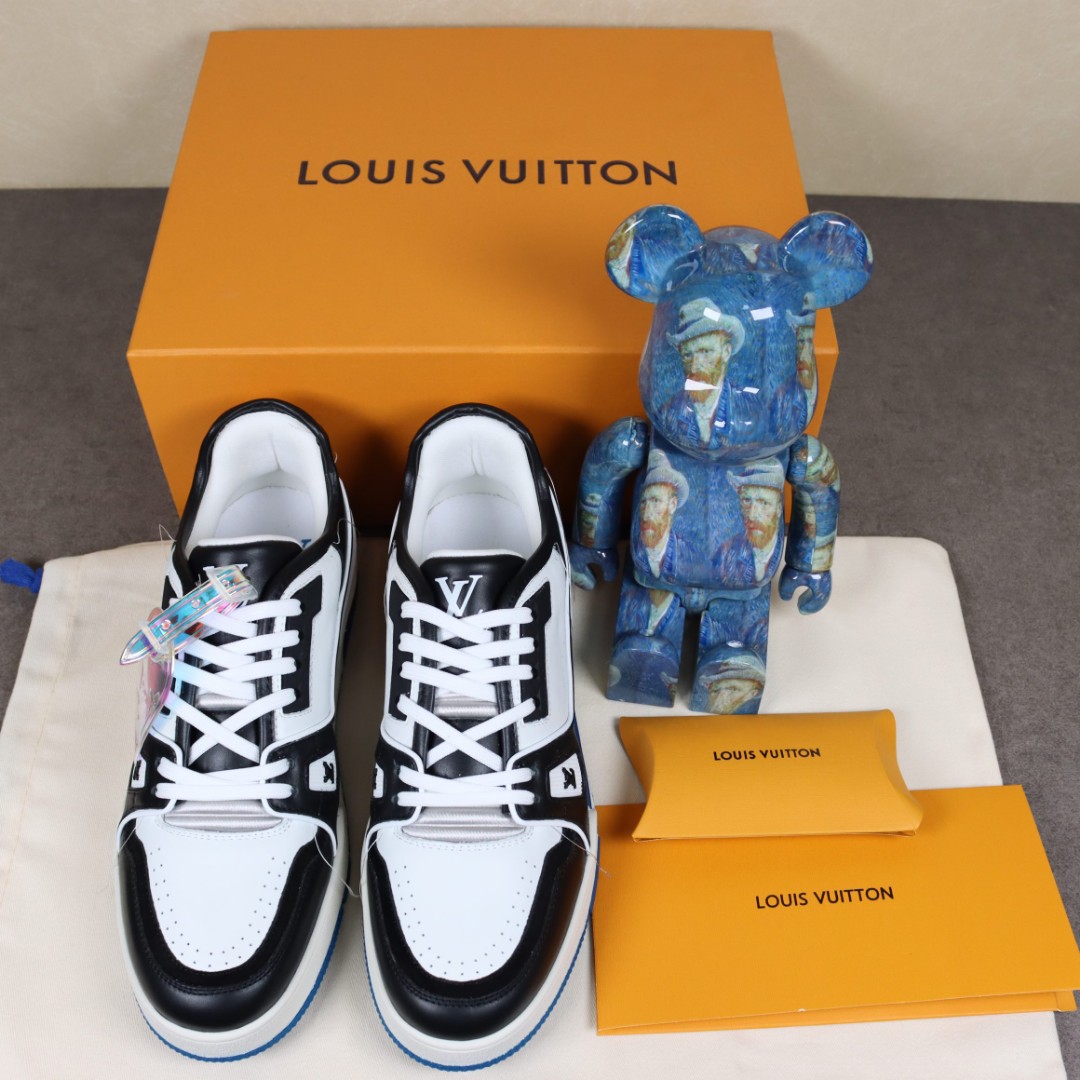 Lv Trainer SS21 White/Black/Blue, Men's Fashion, Footwear, Sneakers on ...