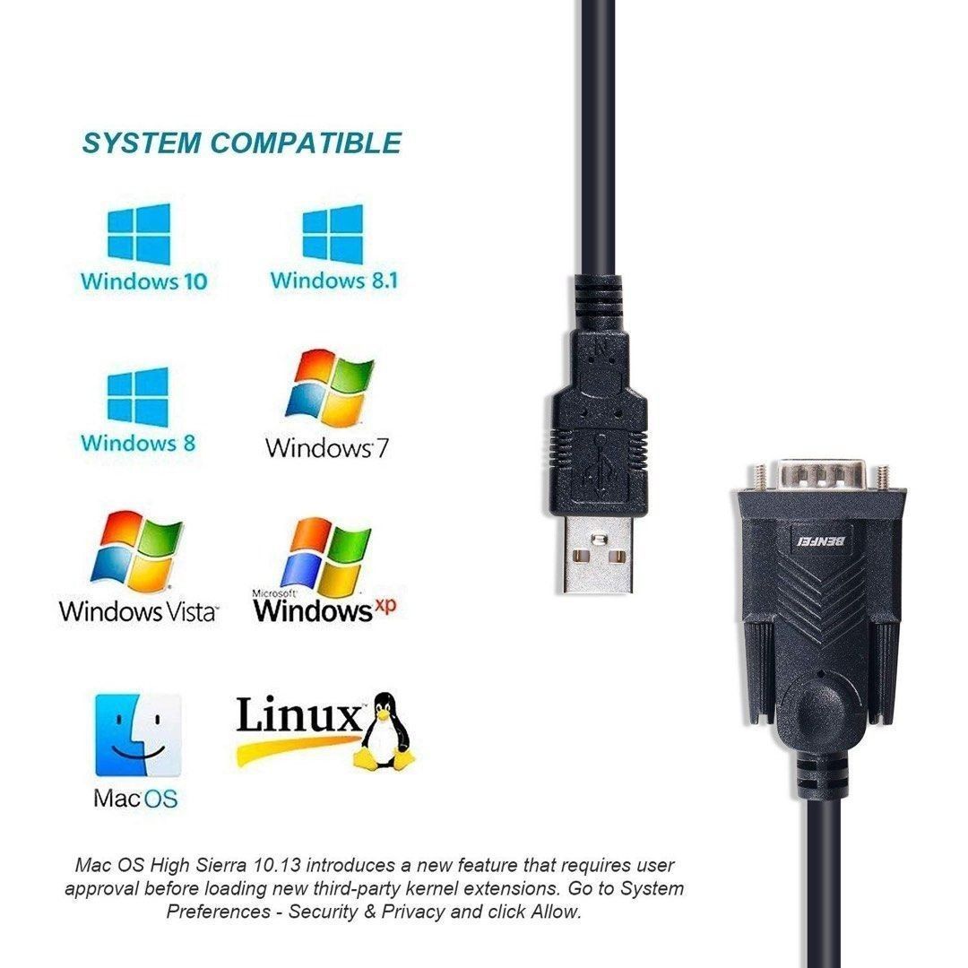 (M2098) USB to Serial Adapter, Benfei USB to RS-232 Male (9-pin) DB9 ...
