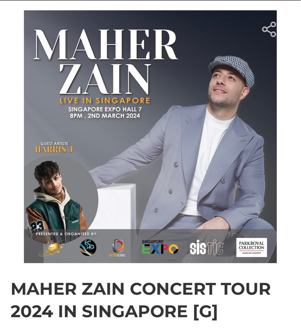 Maher Zain Concert Tour (First row seat!), Tickets & Vouchers, Event ...