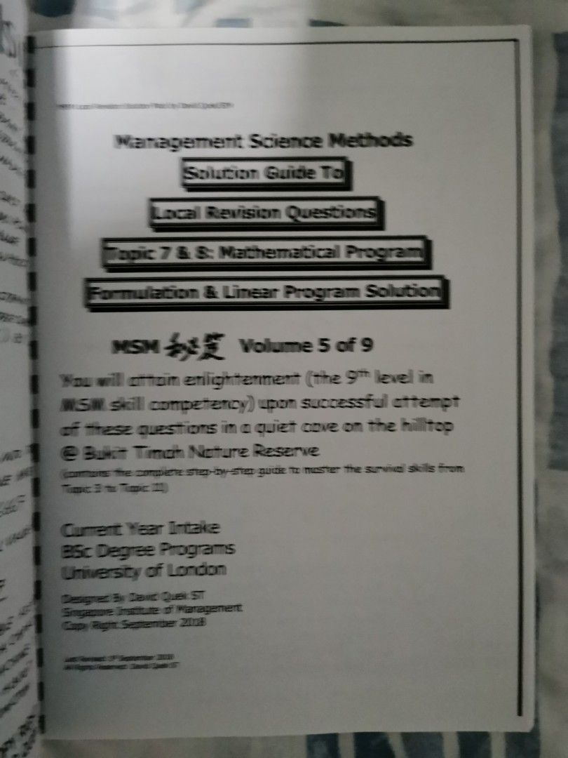 Mr David Quek Management Science Method Secret Recipe, Hobbies & Toys ...