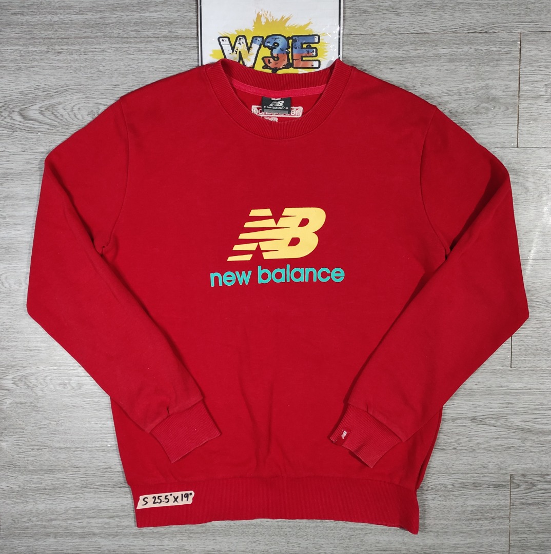 NEW BALANCE CREWNECK SMALL RED YELLOW, Men's Fashion, Tops & Sets ...
