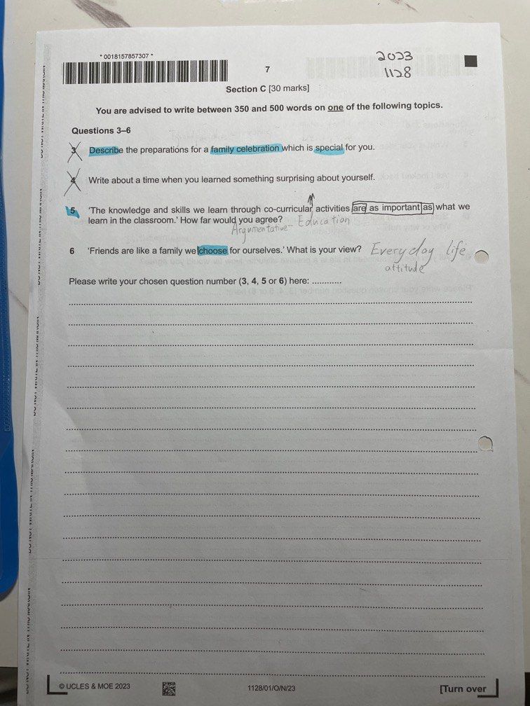 O-level English paper 2023 Paper 1, Announcements on Carousell