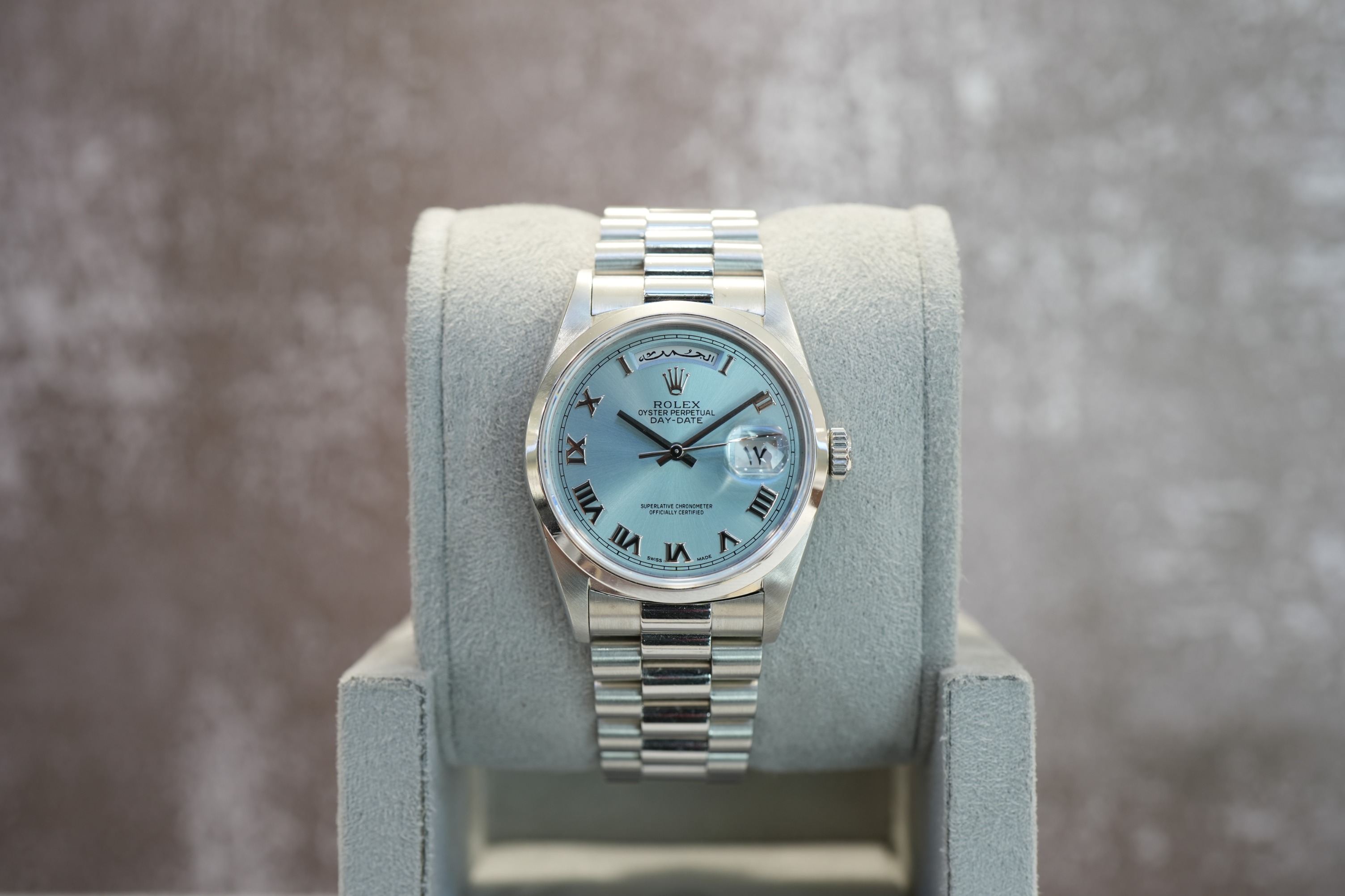 PLATINUM ARABIC Rolex Day-date Platinum Ice Blue Arabic Day & Date ...