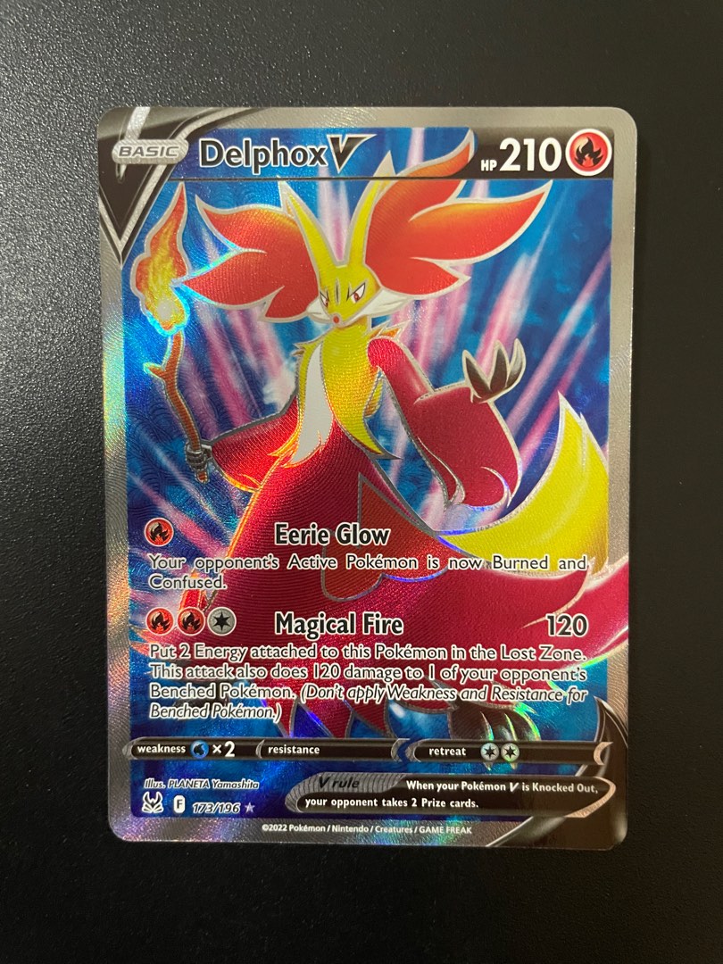 Pokemon TCG Delphox V - 173/196 - Full Art Ultra Rare Sword & Shield ...