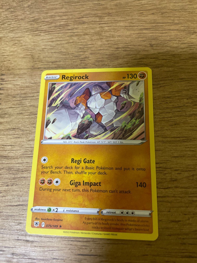 Pokémon cards regirock, Hobbies & Toys, Toys & Games on Carousell