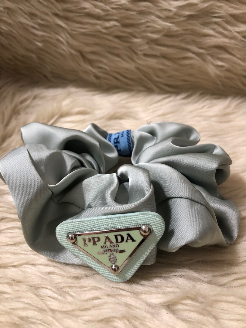 Prada Silk Scrunchie Army Green, Women's Fashion, Watches & Accessories ...