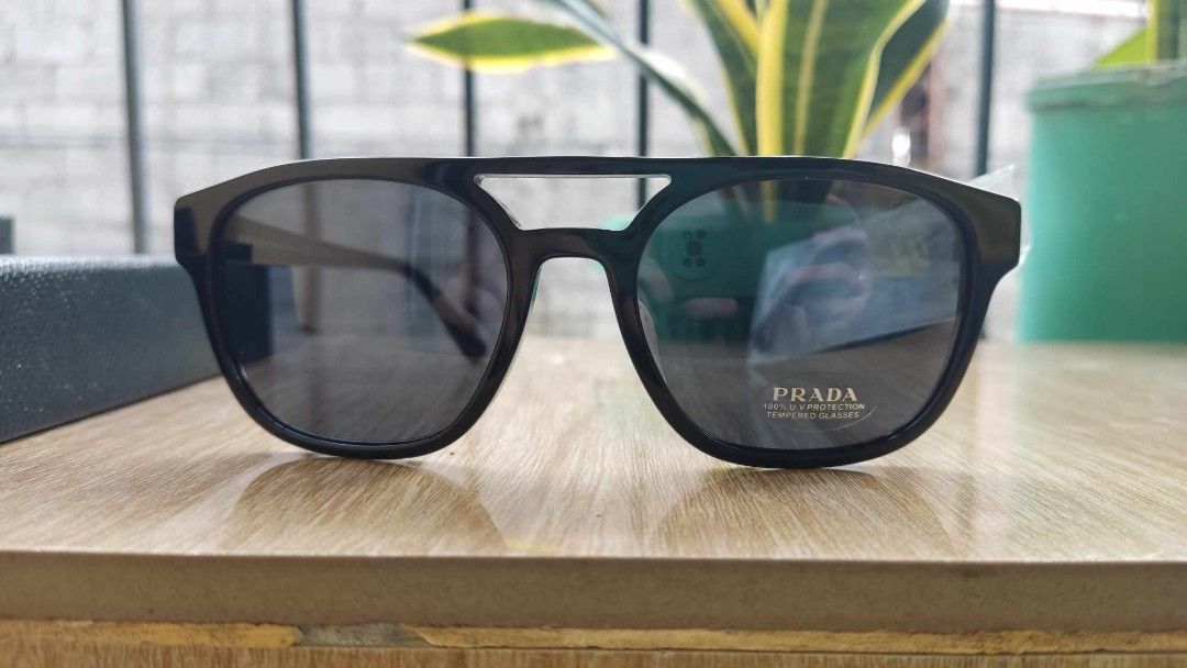 PRADA SPR 23V 1AB 0A9 BLACK BLUE AUTHENTIC SUNGLASSES FRAME RX 56-19 ...