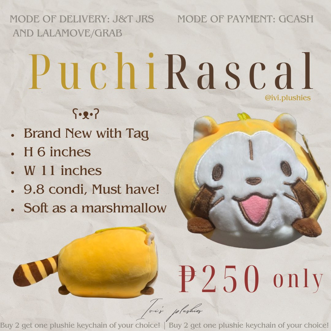 Puchi Rascal Stuffed Plushie, Hobbies & Toys, Toys & Games on Carousell