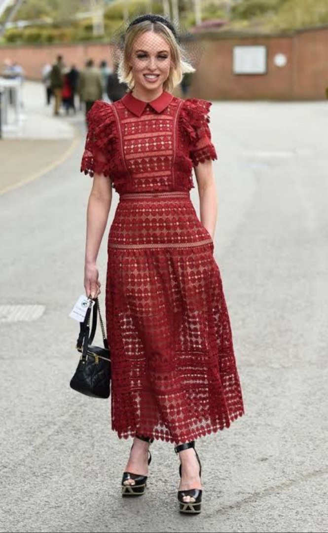 Red Heart Lace Maxi Dress, Women's Fashion, Dresses & Sets, Dresses on ...