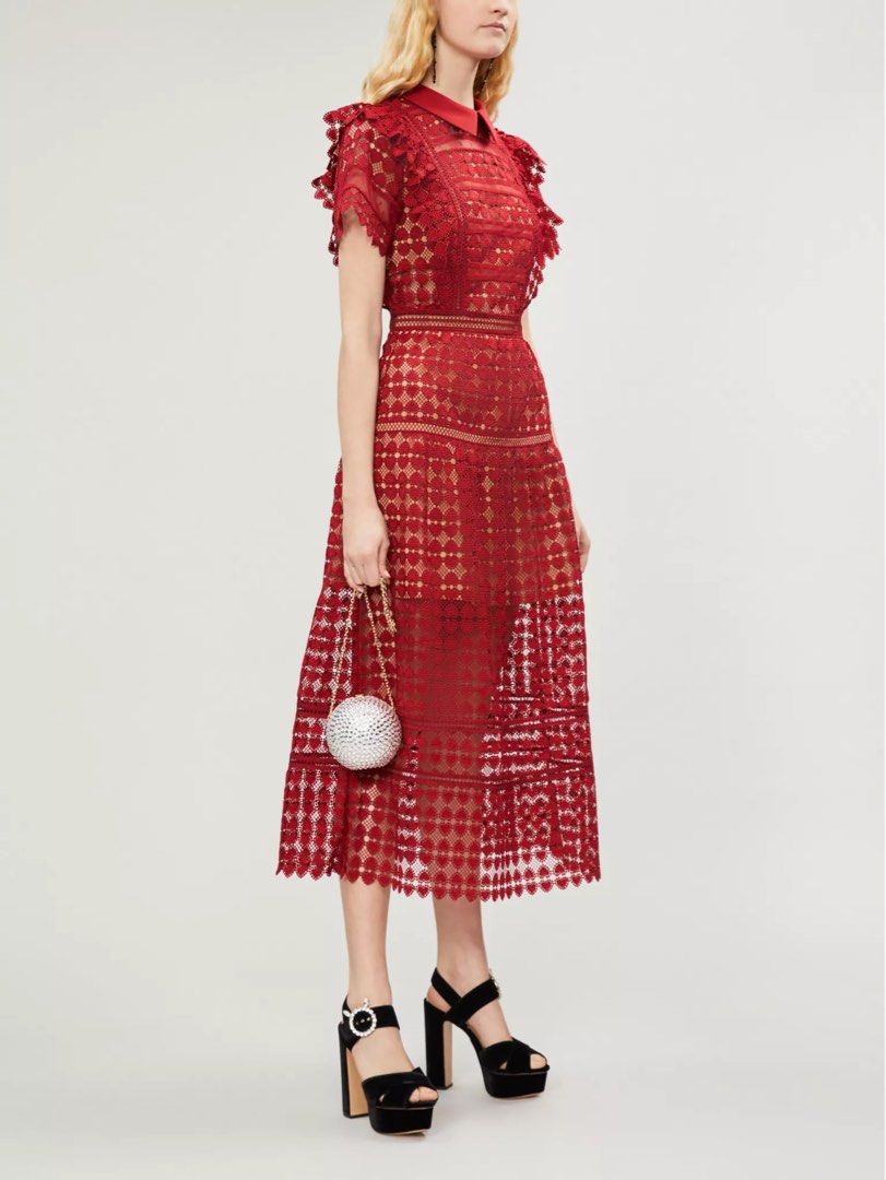 Red Heart Lace Maxi Dress, Women's Fashion, Dresses & Sets, Dresses on ...