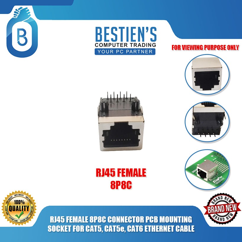 RJ45 FEMALE 8P8C CONNECTOR PCB MOUNTING SOCKET FOR CAT5, CAT5e, CAT6 ETHERNET CABLE, Computers ...