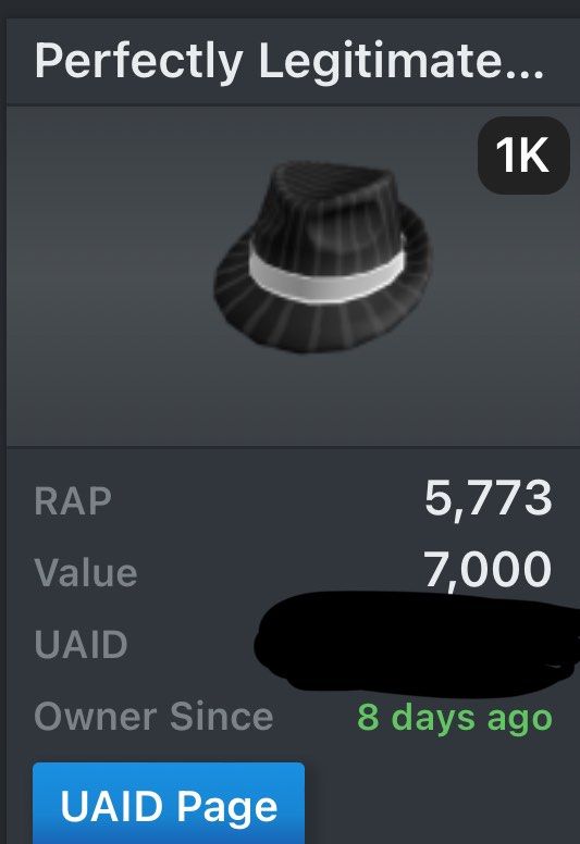 Roblox Limited 7k Legit Fedora 3.5-4/1, Video Gaming, Gaming ...