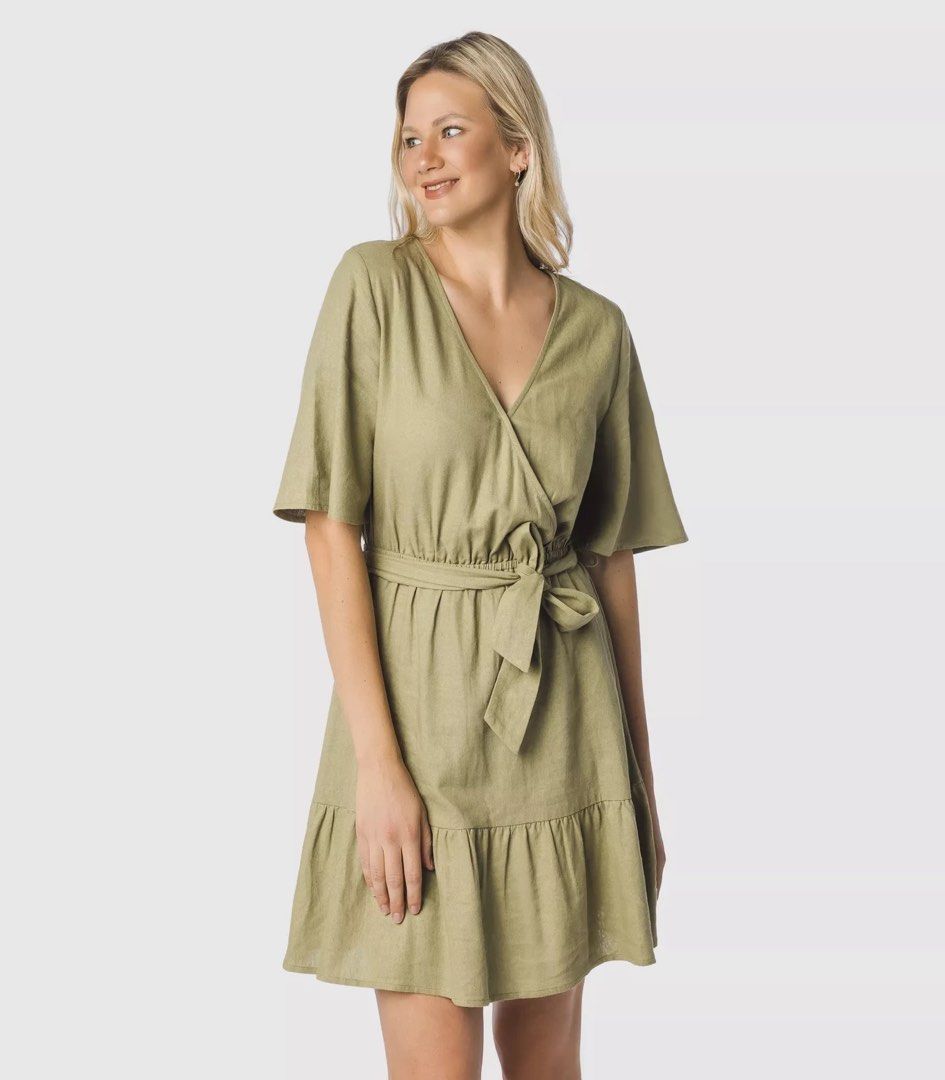 Safe Wrap Dress with Frills, Women's Fashion, Dresses & Sets, Dresses ...