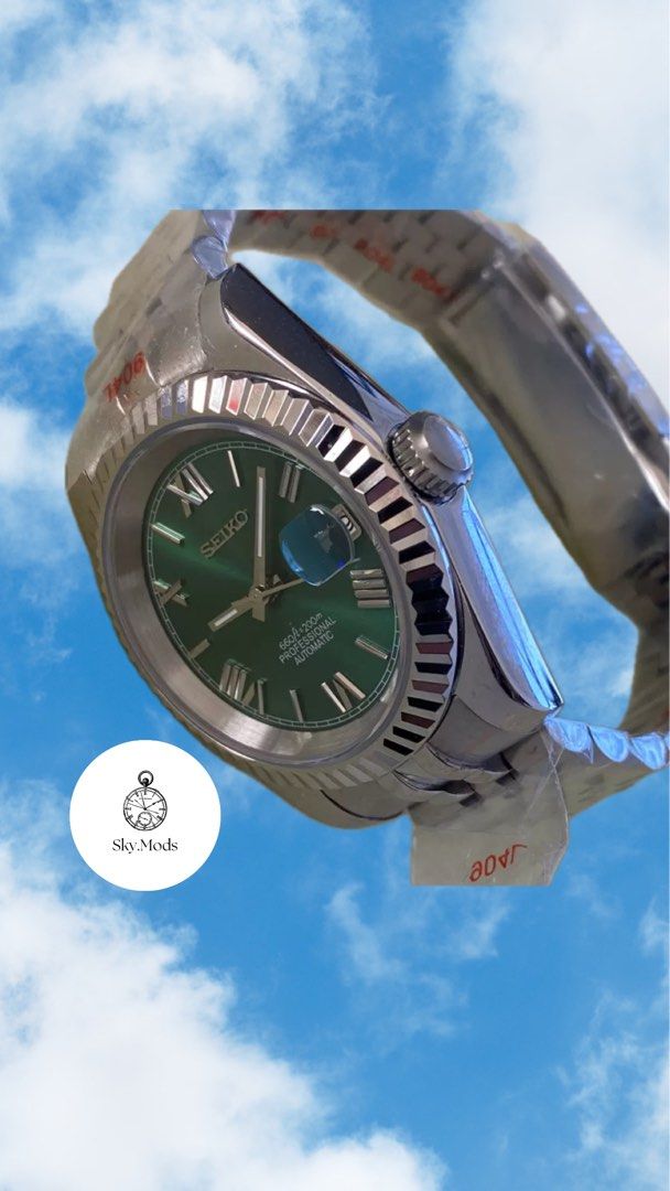Seiko Rolex Datejust Mod Roman Numerals, Luxury, Watches on Carousell