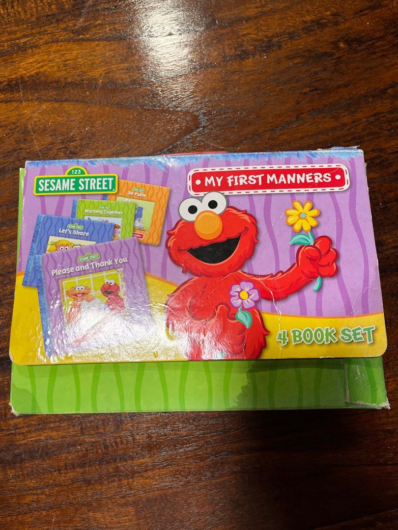 Sesame Street 4 book set board books with carrier, Hobbies & Toys ...