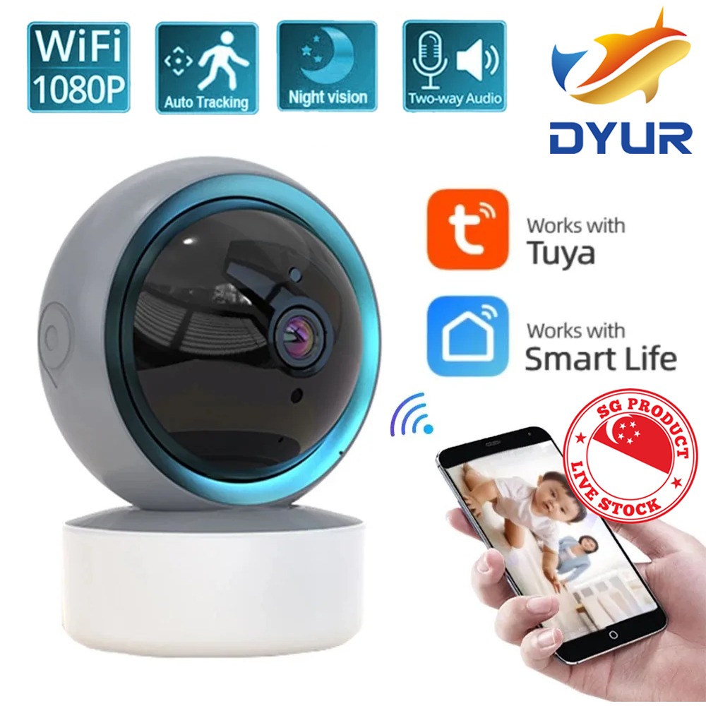 SG STOCK Tuya 1080P Wifi IP Camera CCTV Security Protection Mini Modern ...