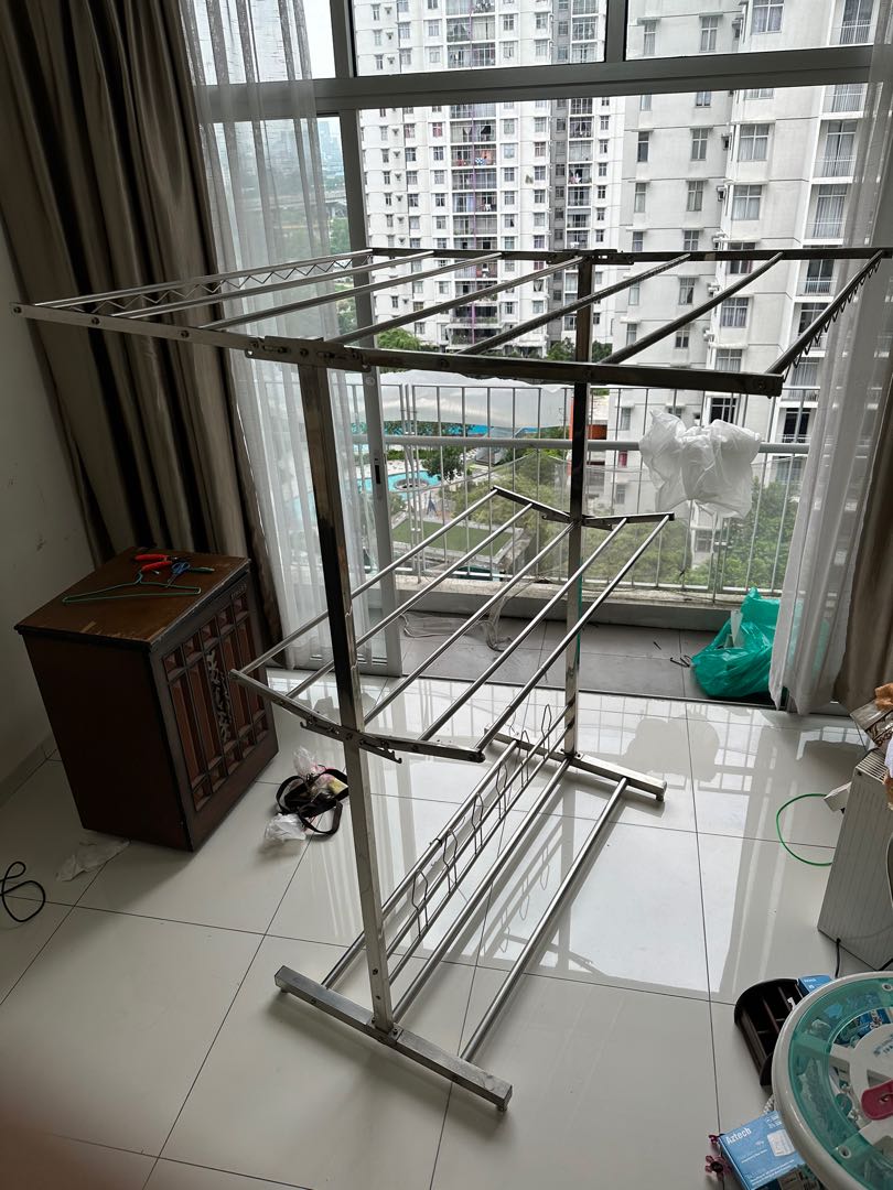 Stainless steel cloth hanger rack (extendable & foldable) , Free cloth ...