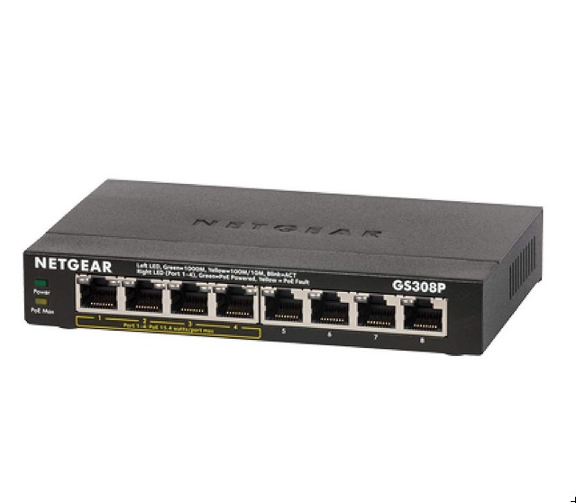 TP-NETGEAR (GS308P) 8-Port Gigabit Ethernet Unmanaged PoE Switch - with ...