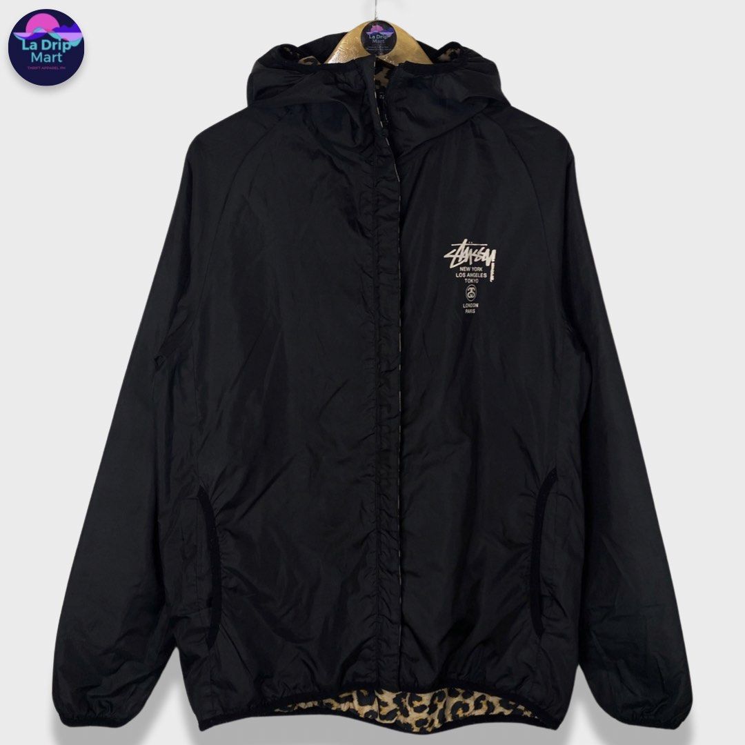 VINTAGE STUSSY REVERSIBLE LEOPARD WINDBREAKER JACKET, Men's Fashion ...