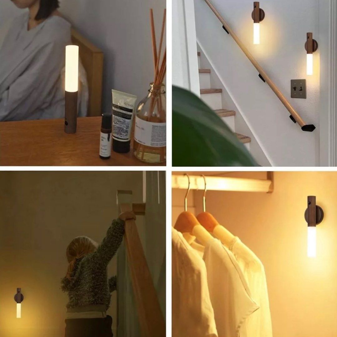 Wall Mounted Motion Sensor Lamp | Detachable Wooden Lamp Stick With ...