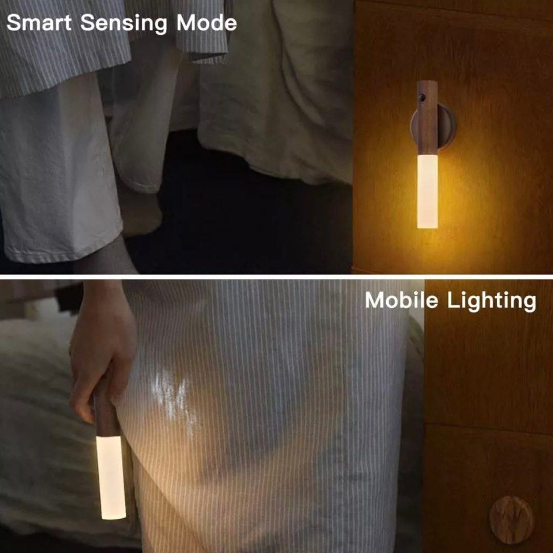 Wall Mounted Motion Sensor Lamp | Detachable Wooden Lamp Stick With ...