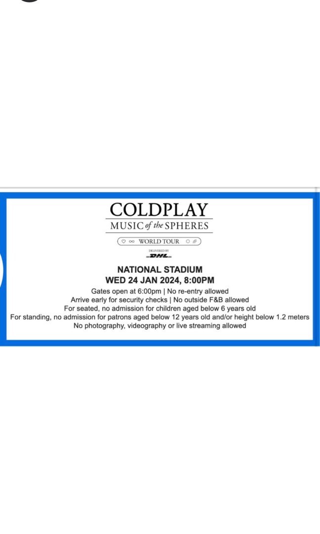 Wed Coldplay Standing Ticket, Tickets & Vouchers, Event Tickets on ...