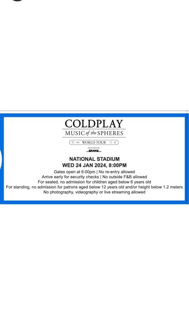 Wed Coldplay Standing Ticket, Tickets & Vouchers, Event Tickets on ...