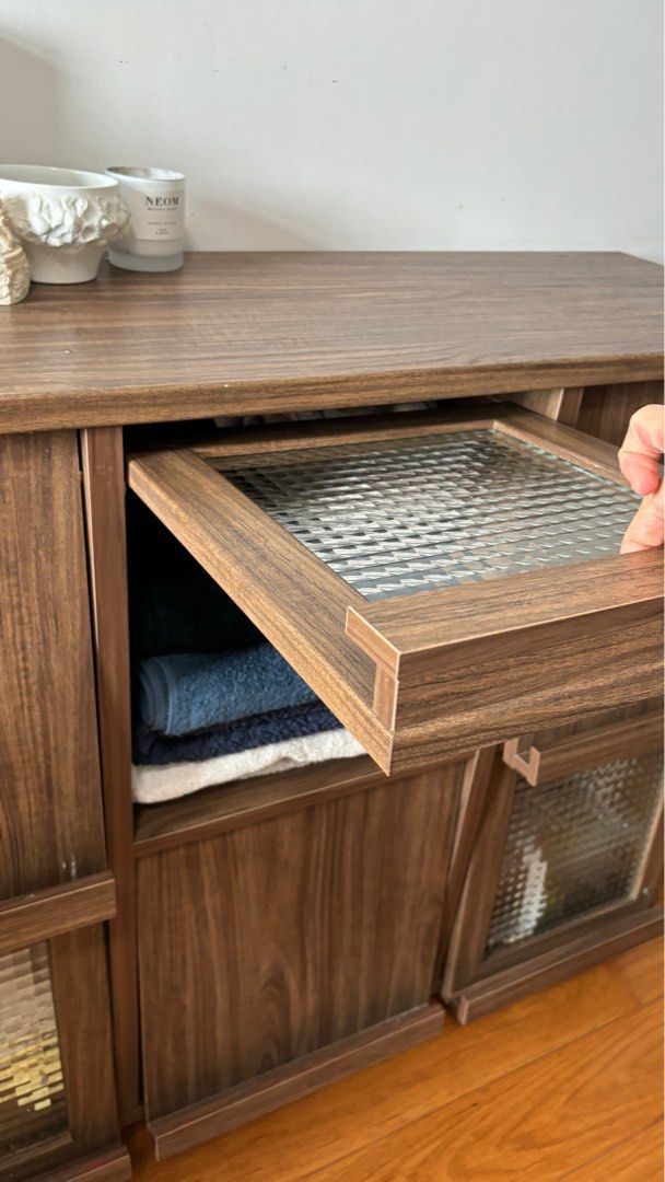 Walnut wood storage cabinet, Furniture & Home Living, Furniture ...