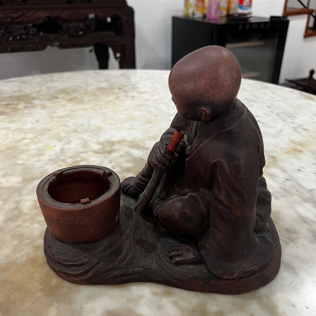 Wooden Opium Guy Smoking Statue, Hobbies & Toys, Memorabilia ...