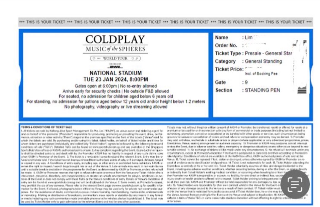 [WTS] CHEAPEST Coldplay ticket - Music of the Spheres Singapore 23rd ...