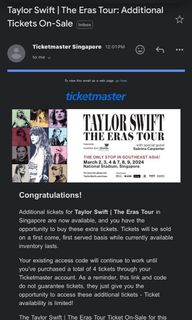 Taylor Swift Access Code, Tickets & Vouchers, Event Tickets on Carousell