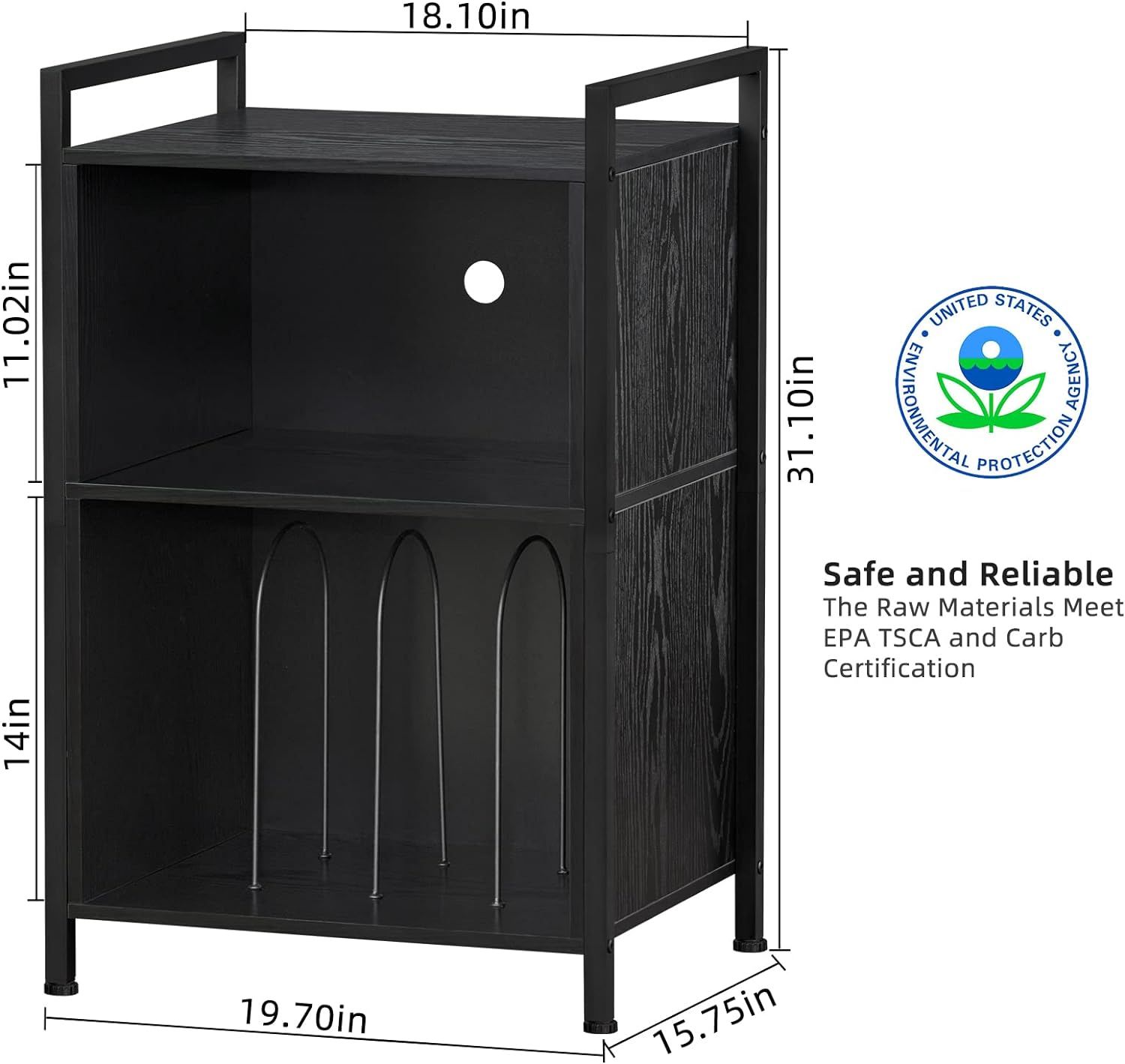 YAHARBO Turntable Stand, Record Player Stand, 3-Shelf Black Vinyl ...