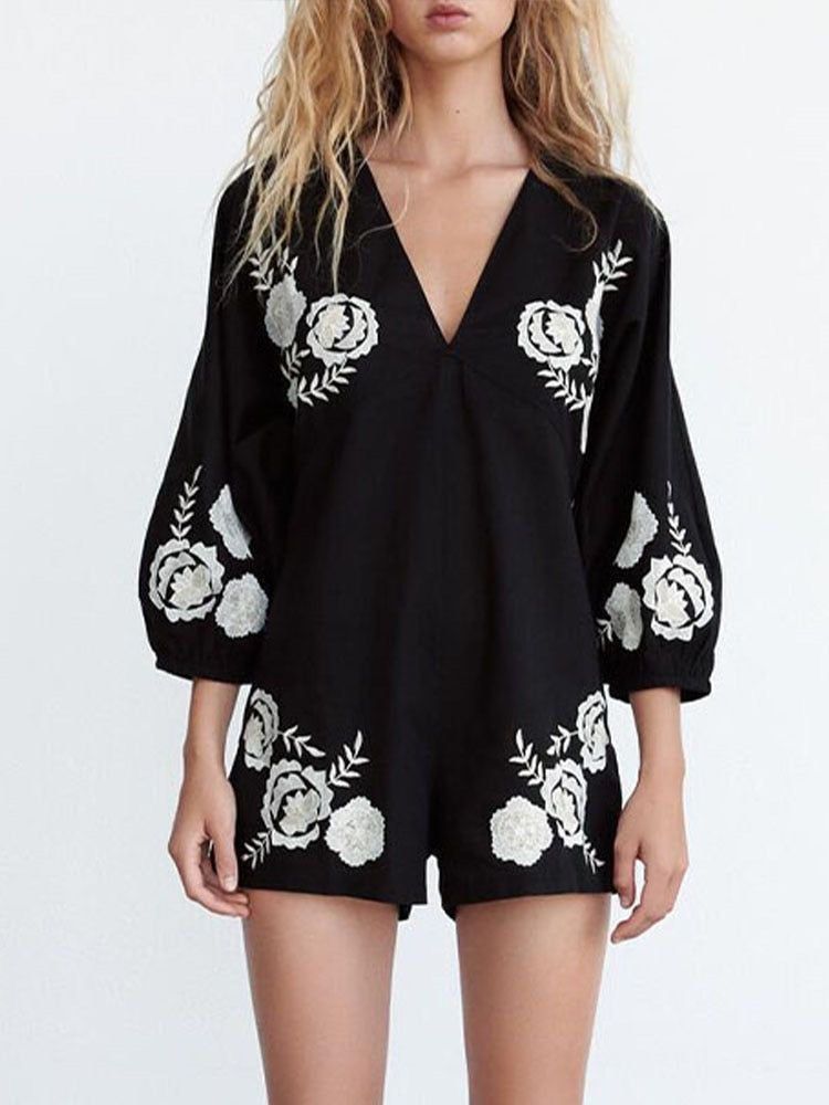 ZARA Embroidered Romper, Women's Fashion, Dresses & Sets, Rompers on ...