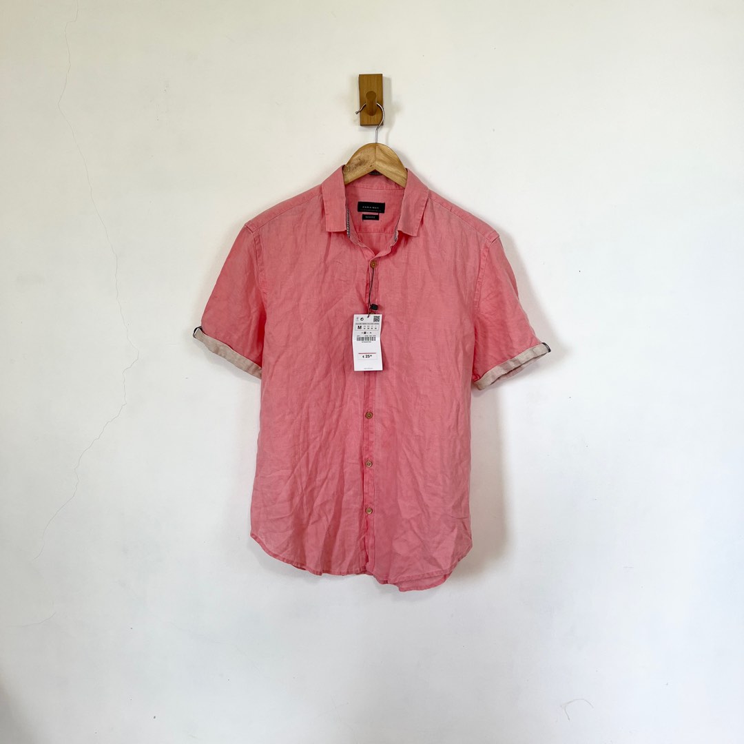 Zara Man Basic Linen Short Sleeve Shirt, Men's Fashion, Tops & Sets, Tshirts & Polo Shirts on ...