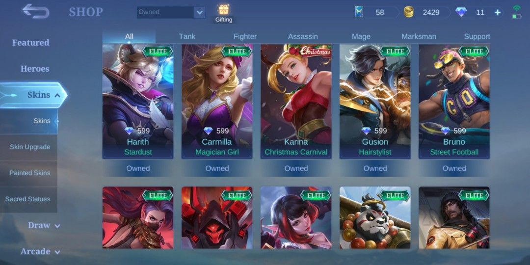 134 Skins mobile legends epic rank account smurf, Video Gaming, Gaming ...