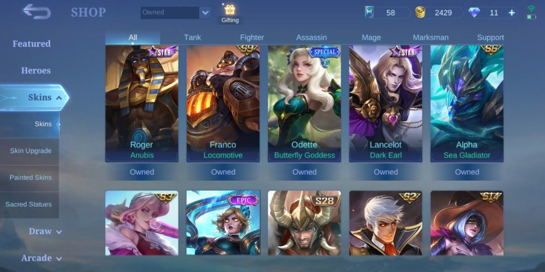134 Skins mobile legends epic rank account smurf, Video Gaming, Gaming ...