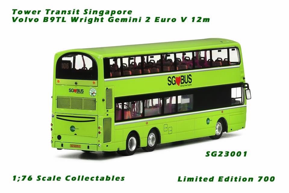 1/76 Singapore Tower Transit Volvo B9TL Diecast Bus Model (Rt. 106 ...