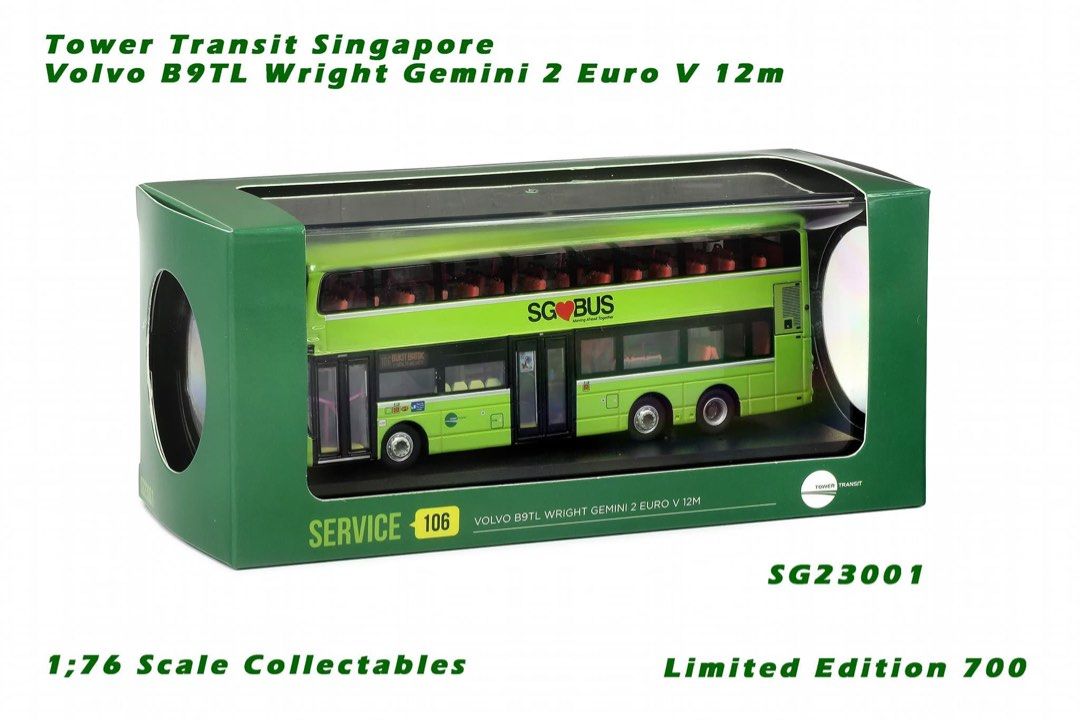1/76 Singapore Tower Transit Volvo B9TL Diecast Bus Model (Rt. 106 ...