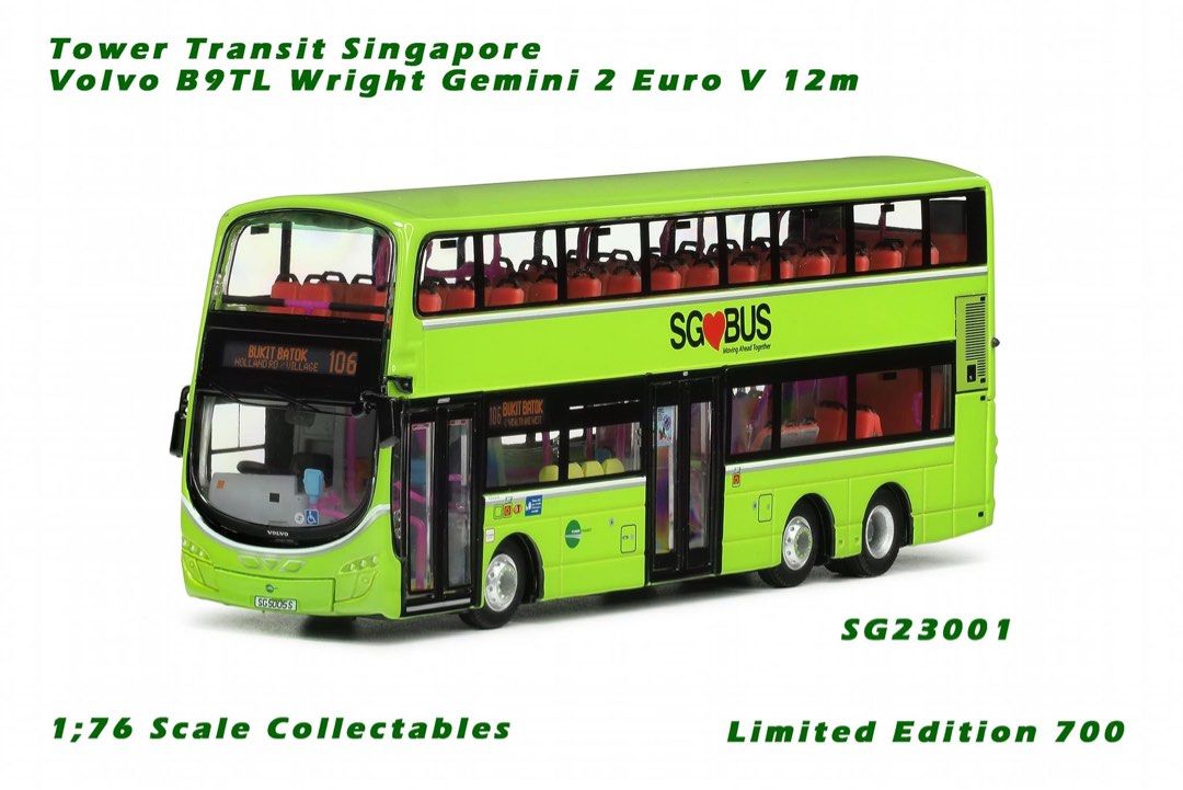 1/76 Singapore Tower Transit Volvo B9TL Diecast Bus Model (Rt. 106 ...