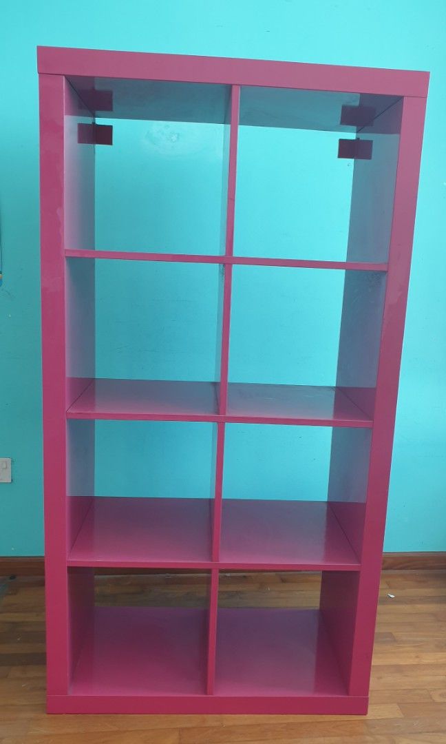 Kallax 4x2 ( left only hot pink)& white kallax 4x4, Furniture & Home ...