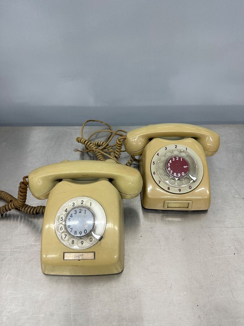 A pair x2 old 60s 70s vintage Ericsson LM Dial Swedish Telephone Rotary ...