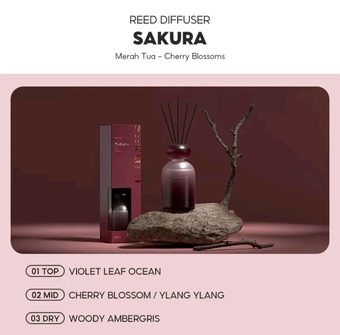 Alba Sol Reed Diffuser SAKURA, Kesehatan & Kecantikan, Parfum, Kuku ...