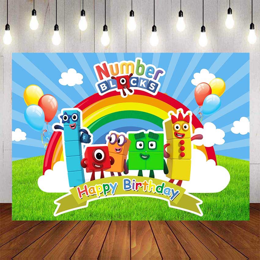 [Avail] 150x100cm Number Blocks Birthday Backdrop Party Decoration ...