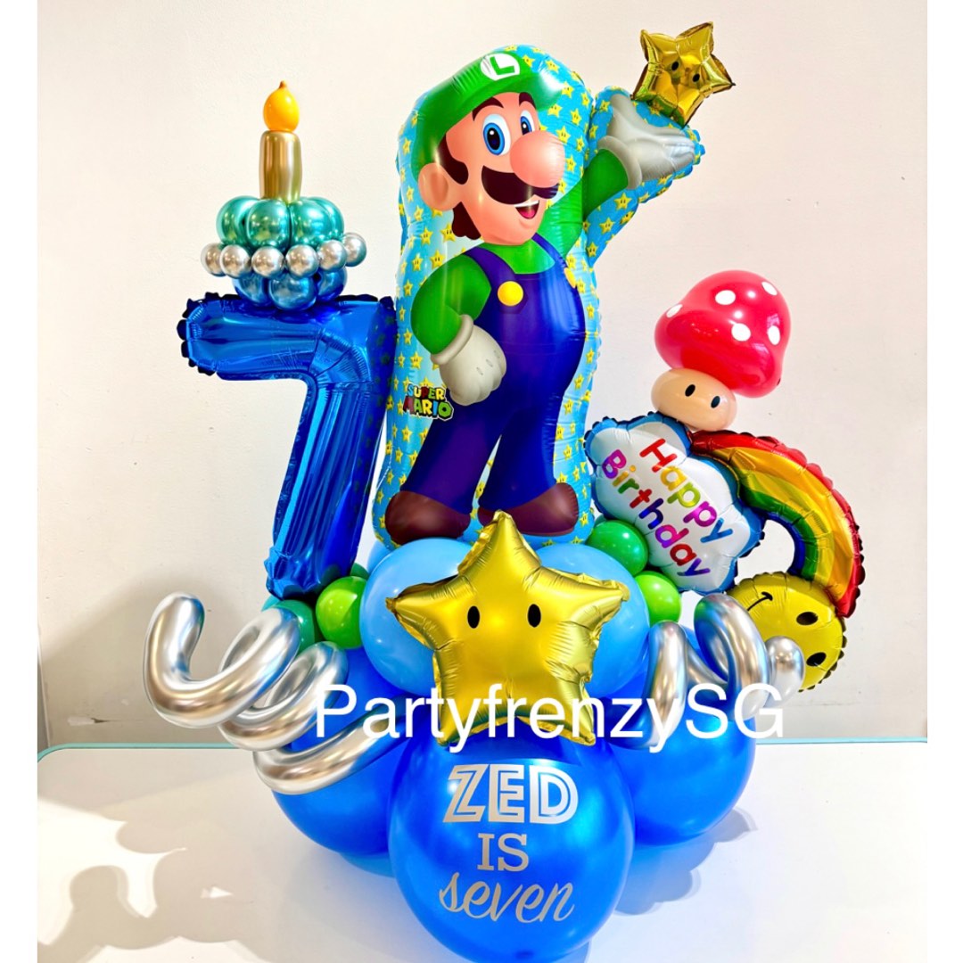 Balloon Mario Deco Centerpiece | Balloon Mario | Balloon Luigi ...